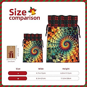 EVANEM Christmas Gift Bags with Drawstring Burlap Gift Bags Abstract Art Christmas Linen Bags for Xmas Party Candy Bags with Cards Xmas Reusable Wrapping Bags Christmas Linen Treat Bags for Holiday