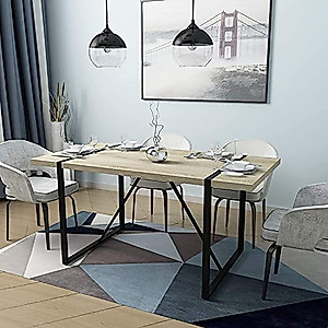 TABU 63 Inch Rectangular Multi-Purpose Table for 4-6, Industrial Style Heavy-Duty Table with Wood Tabletop and Metal Frame for Home,Office,Dining Room