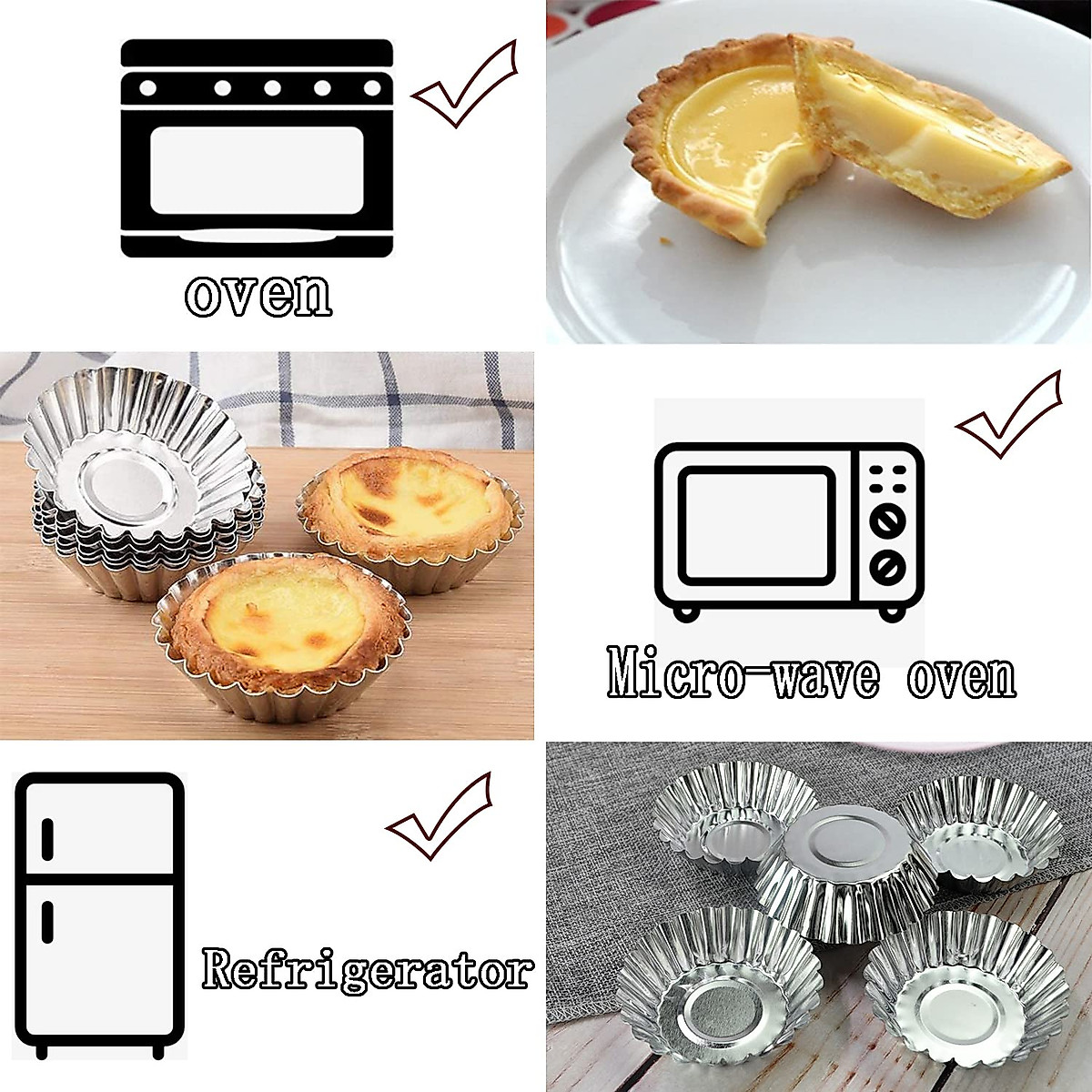 Xstronq Egg Tart Molds 32Pack Tart Pan 2.75inch, Mini Tart Tins Aluminium Mini Tart Pans for Baking (32Pack-2.75inch)