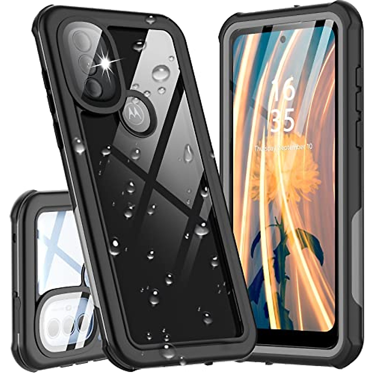 GOLDJU for Motorola Moto G Power 2022 Case Waterproof, 360° Full Body Protection Built-in Screen Protector Heavy Duty Cover IP68 Underwater Shockproof Case for for Moto G Power 2022 5G 6.5'' Black