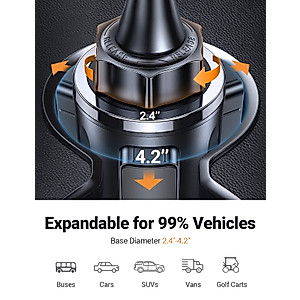 [Upgraded 15in] TORRAS Magnetic Car Cup Holder Phone Mount Adjustable Gooseneck Cup Holder Phone Holder for Car Compatible with iPhone Samsung and All Cell Phones