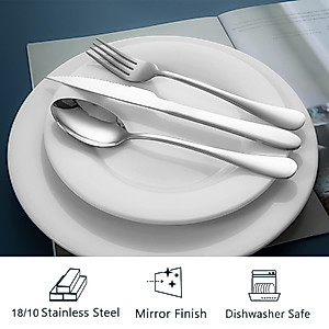 SANTUO Stainless Steel Dinner Spoons Set,12 Piece 7.3" Spoons Silverware,Table Soup Spoons Set,Mirror Finish & Dishwasher Safe