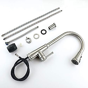 TEEKIA Kitchen Faucets,Single Handle Kitchen Sink Faucet with Pull Down Sprayer, 3-Mode Stainless Steel High Arc Retractable Sprayer Kitchen Faucet Fixture, Brushed Nickel Kitchen Faucet