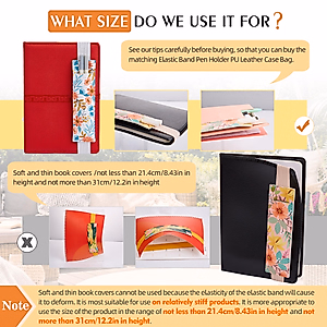 GNUEYART 4 Colorful Elastic Band Faux Leather Pen Holder Gifts, 4 Beautiful Designs, 6.3 x 1.77 inches, detachable pen holder for notebook (flower)