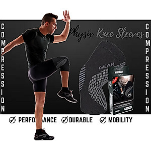 PHYSIX GEAR Knee Support Brace - Premium Recovery & Compression Sleeve for Meniscus Tear, ACL, MCL Running & Arthritis - Best Neoprene Stabilizer Wrap for Crossfit, Squats & Workouts (Single Grey S)