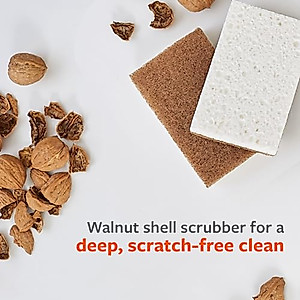 Full Circle in a Nutshell Walnut Shell Non-Scratch Scrubber Sponge, Pack of 3