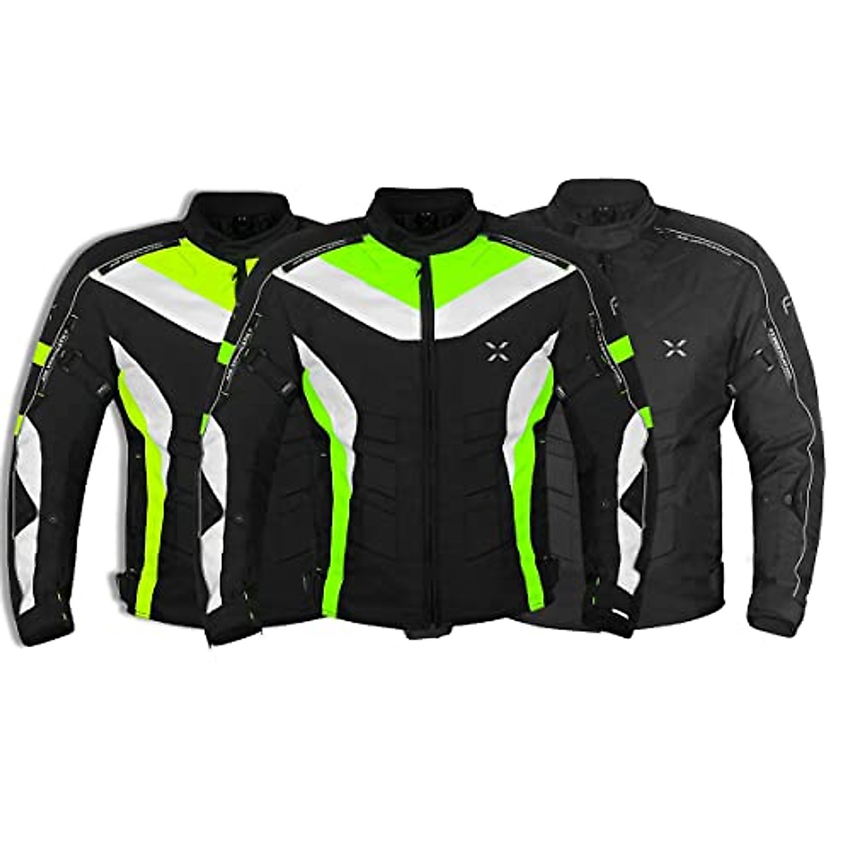 FTX Men's Armored Motorcycle Jacket, Racing Style Riding Gear, Dual Sports Protective Riding Motorcycle Jacket Mens (Large, Black/Green)