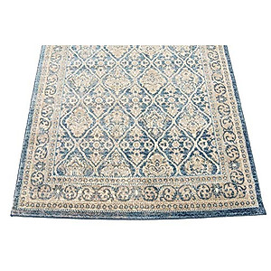 Unique Loom Salzburg Collection Classic Traditional Medallion Design Oriental Inspired with Intricate Border Area Rug, 4 ft, Navy Blue/Light Brown