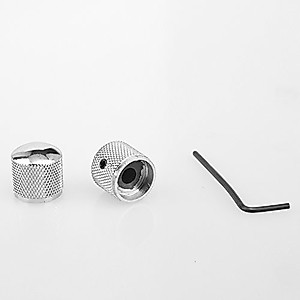 Musiclily Metric 6mm Metal Guitar Dome Knobs Volume Tone Control Knobs with Allen Keys Screw Set for Fender Telecaster Tele Electric Guitar Precision Bass, Chrome(4 Pieces)