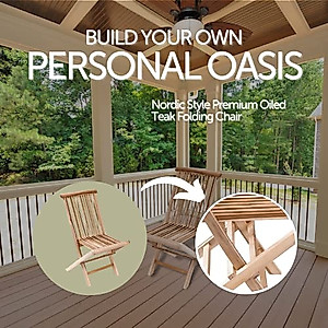 Nordic Style Folding Chair for Indoor and Outdoor Use - Patio, Balcony, Dining (Natural Finish, Beige)