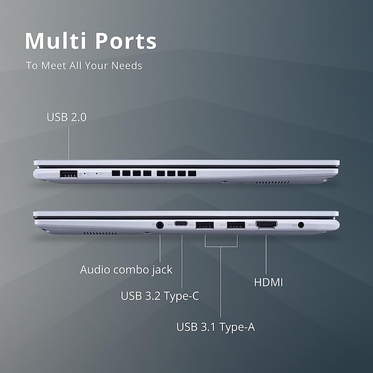 ASUS Vivobook 14 14" FHD Lightweight Laptop, Intel Core i5 1240P, 16GB RAM, 512GB SSD, Backlit Keyboard, Iris Xe Graphics, HD Camera, Fingerprint Sensor, Win 11 Pro, WiFi 6, Sliver, 32GB USB Card
