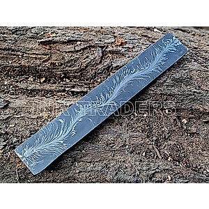JNR Traders Forged Feather Pattern Damascus Billet - Damascus Bar Stock - Knife Making Supplies 12 Inch 3815