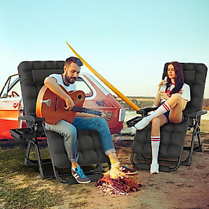 ZENPETIO 26In Zero Gravity Chair, Zero Gravity Recliner Lounge Chair for Indoor and Outdoor, Reclining Camping Chair for Lawn and Patio, Anti Gravity Chair w/Cushion, Cup Holder and Footrest, 440LBS