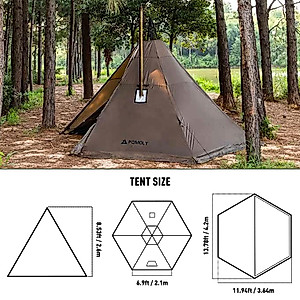 Camping Hot Tent Tipi Tent, POMOLY Hussar Plus 2.0 Stove Tent with Stove Jack and Half Inner Tent for 2-3 Person Hiking, Backpacking