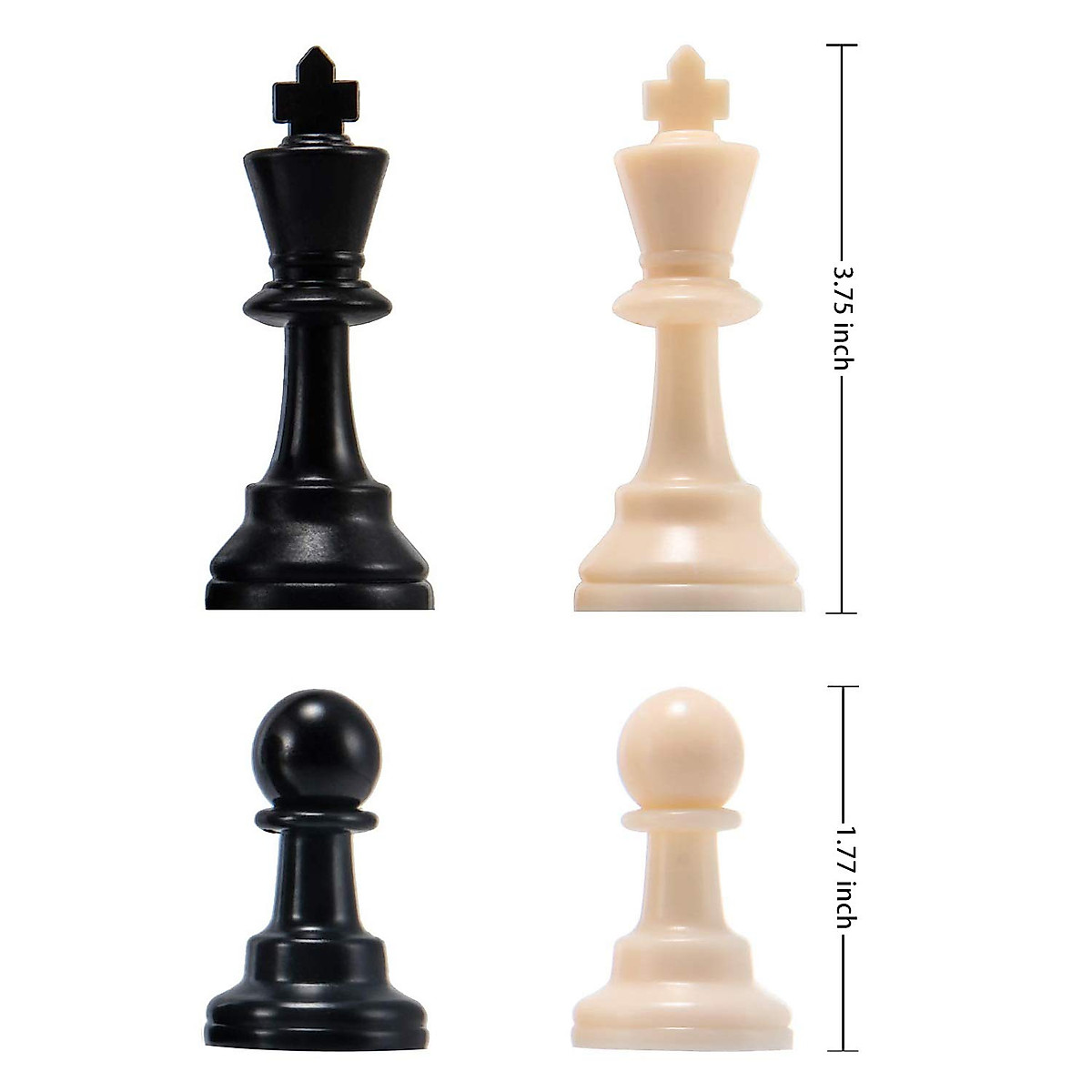 Amerous Chess Pieces, Chessmen with 3.75” King Height, Figure Figurine Chess Pawns for Chess Board Game - Pieces Only
