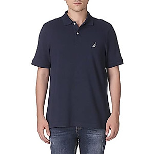 Nautica Men's Short Sleeve Cotton Pique Polo Shirt, Navy Solid, Medium