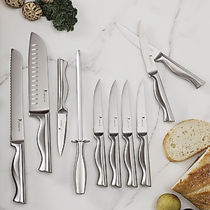 Kangdelun 15 PCS Knife Block Set, Ultra Sharp High Carbon Stainless Steel, Ergonomic Non-Slip Handle