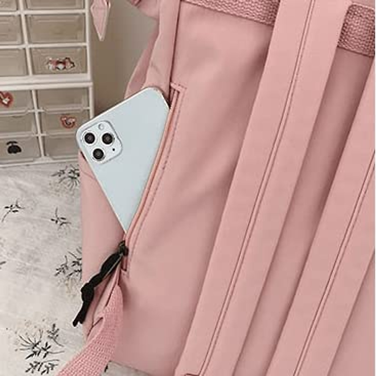 AZLNRMU Kawaii harajuku backpack bear pendant pins decoration teenage daypack gift for birthday Christmas (black)