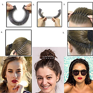 Laosting-R 21PCS Full Circular Stretch Headbands - Flexible Plastic Circle Hair Wrap, Hairband Holder, Spring Head Band for Women and Girls Hair Accessories