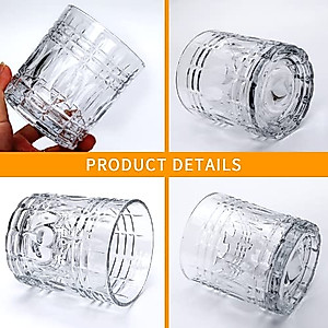 QAPPDA Old Fashioned Whiskey Glasses Set of 12,10oz Rotating Glass Tumbler,Premium Vintage Rocks Bar Glasses Spinning Scotch Glass Bourbon Glasses for Gift,Party,Home Bar