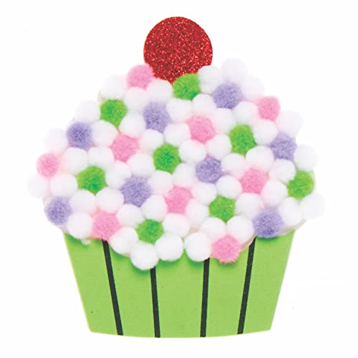 Baker Ross AX736 Cupcake Pom Pom Kits - Pack of 5, Creative Art and Craft Supplies for Kids to Make, Decorate and Display