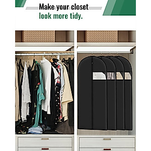 Garment Bags for Hanging Clothes (8 packs，43 inches) Washable Black Suit Bags for Closet Storage and Travel with Clear Window