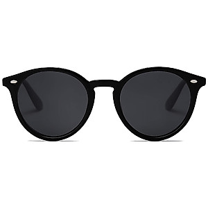 SOJOS Retro Round Polarized Sunglasses for Women Men Classic Vintage Sunnies SJ2069, Black/Grey