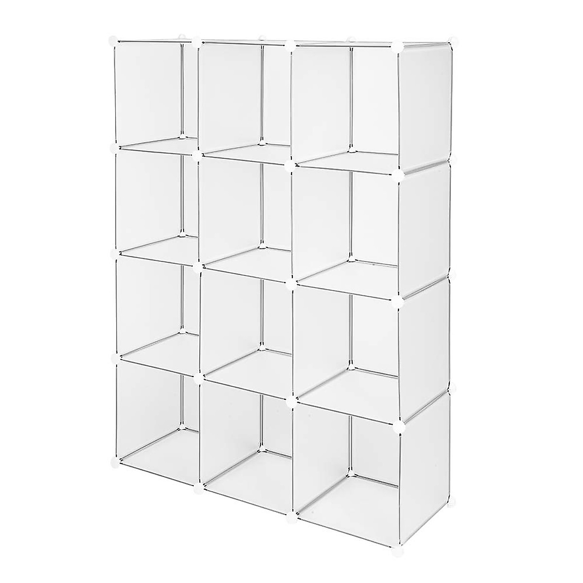 JSZSDR Cube Storage Organizer,12-Cube Storage Shelving,DIY Plastic Closet Cabinet,Modular Bookcase,Stackable Shelves Organizing Units for Bedroom Living Room,White