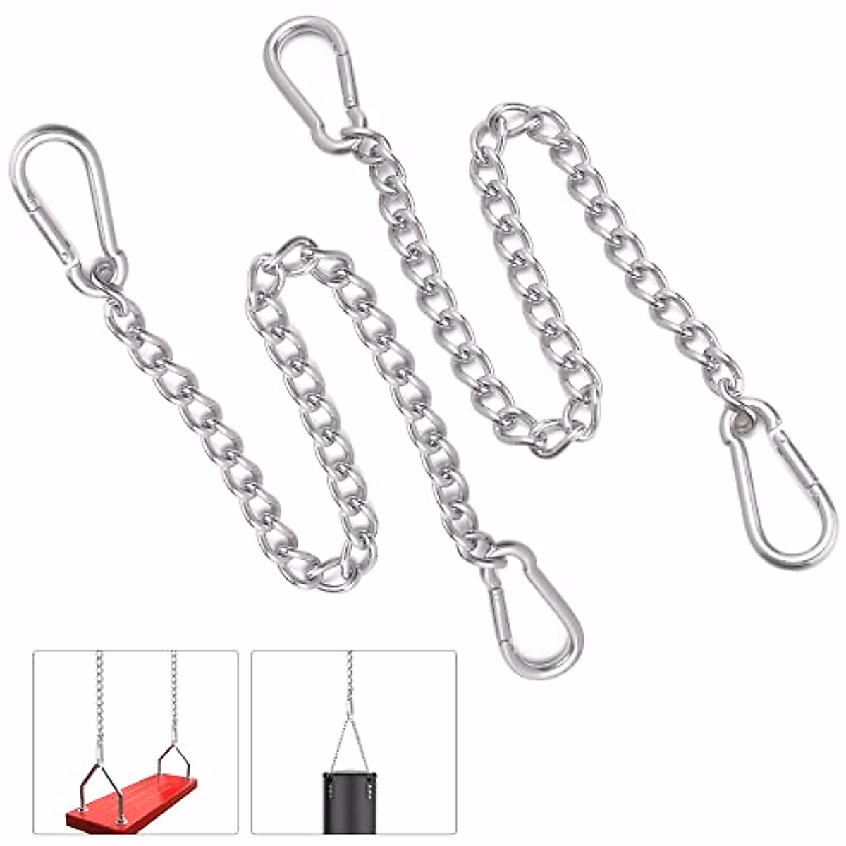 Hanging Chair Chain with Carabiners - 2 Pack Stainless Steel Hanging Kits Heavy Duty for Hammock Swing Punching Bags Sandbag Indoor Outdoor 440LB Capacity