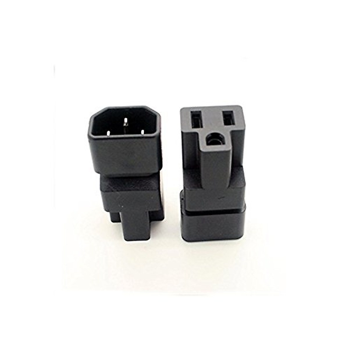 2 Pack UPS 3 Prong Plug Adapter, Goibalma IEC 320 C14 3 Pin Male to 5-15R Female Plug Receptacle Power Connector Converter