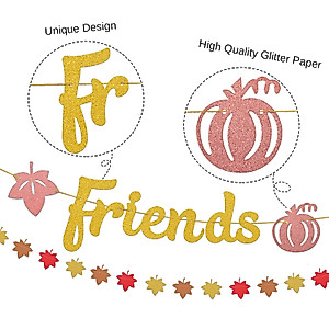 Friendsgiving Banner,Friendsgiving Decorations,Fall Autumn Friend Party,Thanksgiving Banner Friends Party Decorations Supplies (Gold Friendsgiving)
