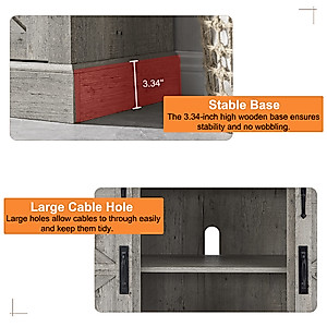 OKD Farmhouse Coffee Bar Cabinet, 58 Inch Buffet Sideboard Cabinet w/Sliding Barn Door, Adjustable Storage Shelves, Rustic Kitchen Storage Pantry for Dining Room, Living Room, Light Rustic Oak