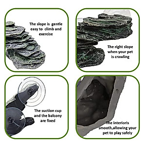 kathson Turtle Basking Platform Tortoise Dock Aquarium Landscape Decorative Climbing Ramp Shale Small Stone Ornament Rock for Frogs, Newts