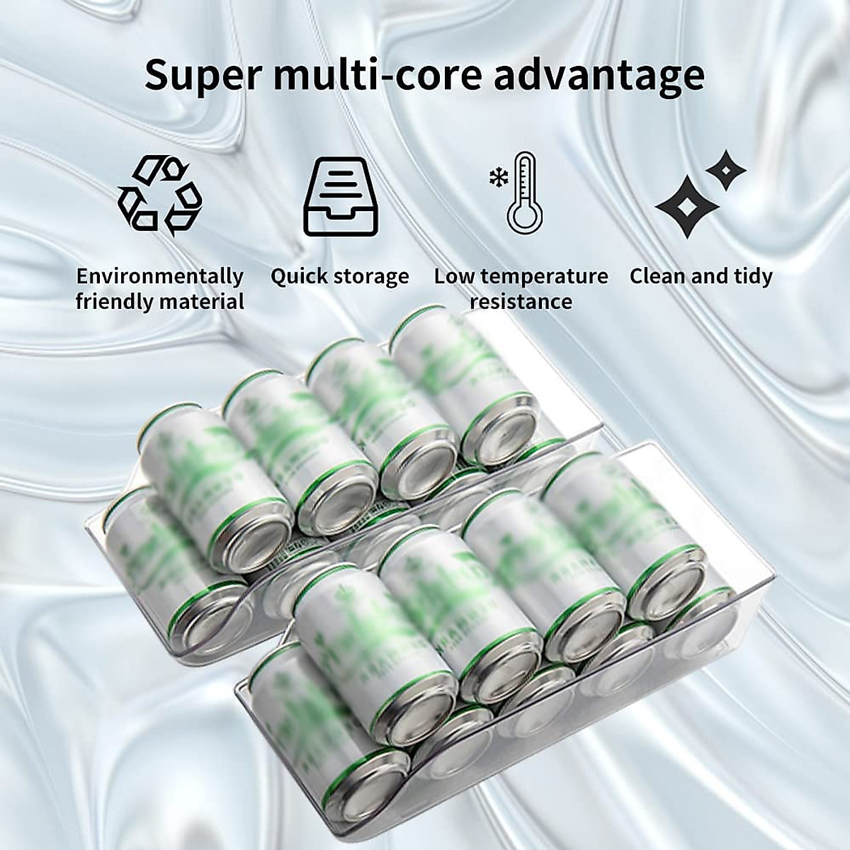 4 Pack Soda Can Organizer for Refrigerator,Can Dispenser Refrigerator Organizer for Kitchen Cabinets Cupboard BPA-Free