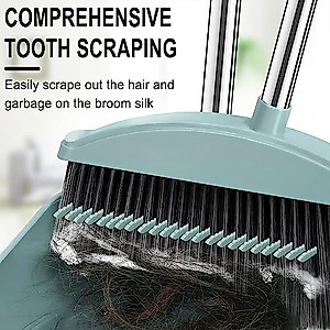 Brooms with Dustpan Combo Set, Lightweight Multifunction Long Handle Brooms and Dustpan Easy to Use, Portable Brooms and Dustpan for Office Home Hotel and Kitchen Floor