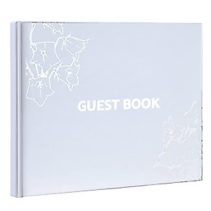 BPFY Wedding Guest Book, Sign in Guest Book for Wedding Reception, 9"x7" 120 Page Wedding Registry Guestbook with Sliver Foil, Purple Flower Floral Design Baby Shower Guest Book