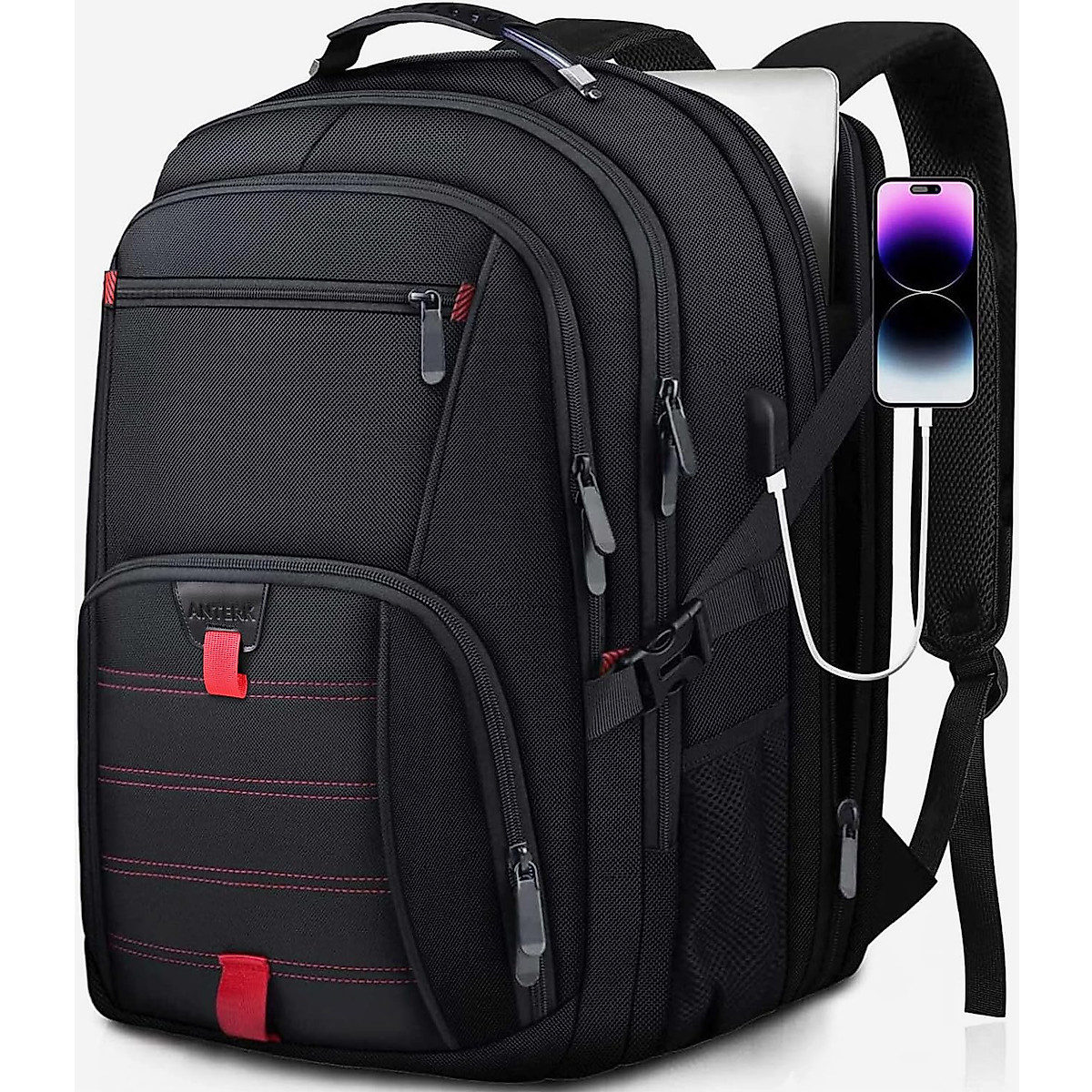 ANTERK Extra Large Backpack, Laptop Backpack, Travel Backpack, Durable TSA Water Resistant 17.3 Inch Carry on Backpack with USB Port, Anti Theft Business Computer Backpack Gifts for Men Women, Black