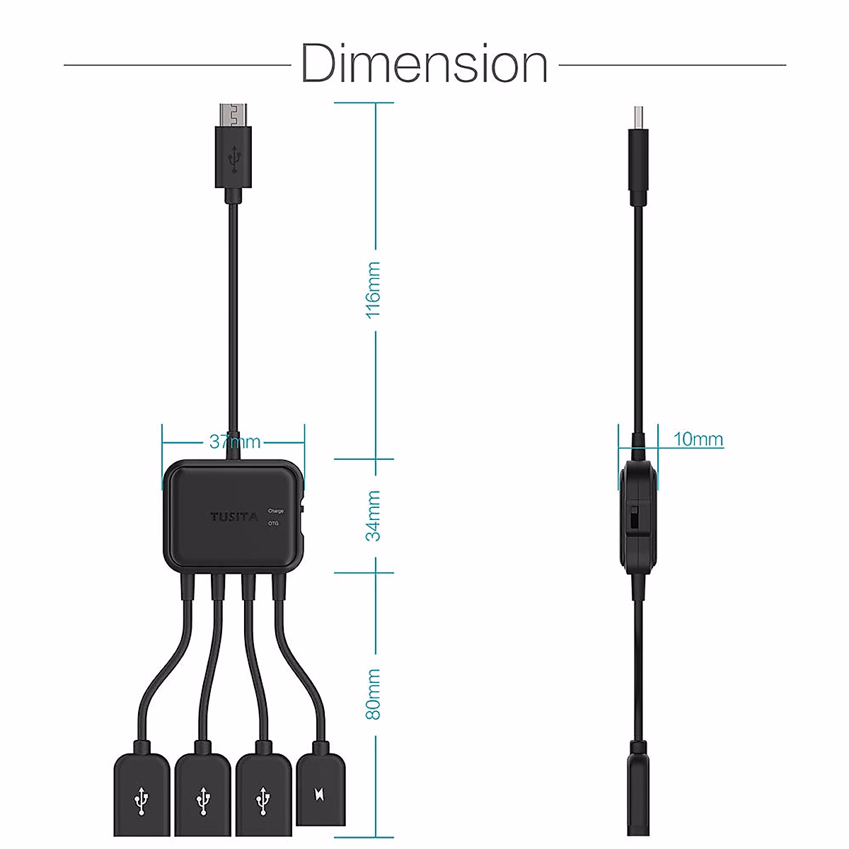 TUSITA Micro USB HUB Adaptor with Power, 3-Port Charging OTG Host Cable Cord Adapter Compatible with Raspberry Pi 2 3 Pi Zero Android Smart Phone Tablet Samsung Galaxy HTC Sony Google LG/Linux