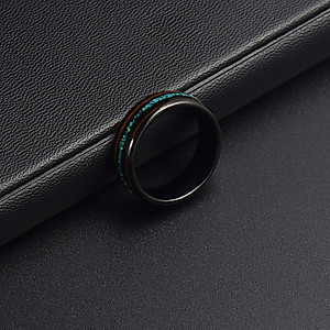 Custom Ring For Women and Men, Tungsten Rings Set For Him And Her Size 9 and 9 8mm Black Ring Inlay Opal and Wood