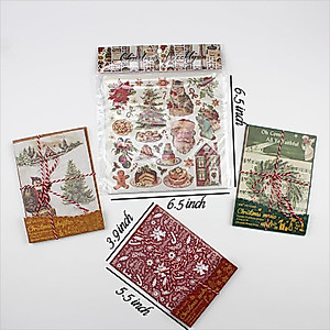 Dwpetzo 128 Sheets Christmas Scrapbook Paper Stickers Kit for Scrapbooking Supplies, 5.5" x 3.9" 30 Christmas Patterned Single Sided Sheets, 6.3"x6.3" 8 Sheets Scrapbook Stickers