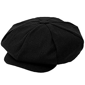 Men's 100% Winter Wool Super Oversized Newsboy Drivers Cabby Cap Hat XL Black