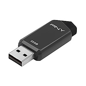 PNY Retract USB 2.0 Flash Drive, 32GB, Gray, Blue, or Red - Color May Vary (P-FD32GRTCG-GE) grey