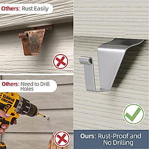 Heavy-Duty Stainless Steel Siding Hooks,20 Pack Vinyl Siding Hooks Hanger,No Hole Siding Hanging Hanger for Hanging on Patio,Vinyl Siding Clips Applicable to Outdoor or Holiday Decoration