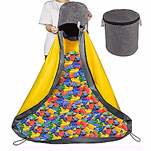 Toy Storage Basket and Play Mat, Toy Storage Bins Toy Storage Organizer waterproof portable Container Bag for Toys Kids Classroom Cleanup Toy Organizer with 59”Removable Play Mat, 12.5”x13.5”