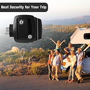 WELLUCK RV Entry Door Lock with Paddle Deadbolt, 100% Metal Camper Door Latch Handle, Zinc Alloy RV Door Lock Replacement Kit Secure for Camper Horse Travel Trailer Cargo Hauler, Black, Not Key Alike