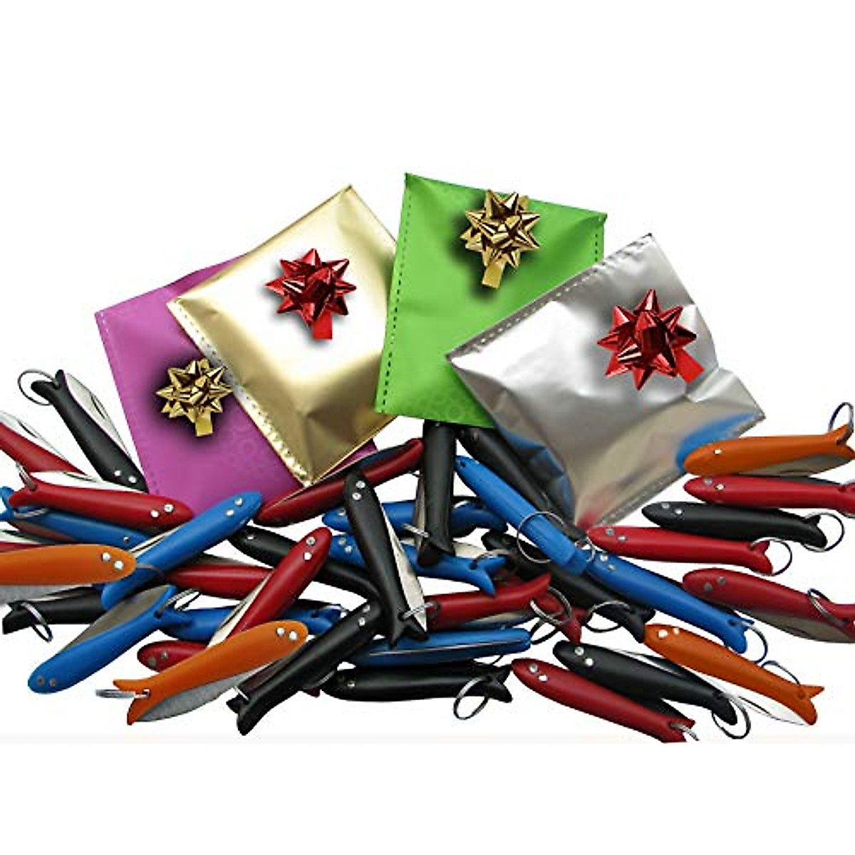 Glittering Bazaar Fish Smallest Mini Micro Handmade Key ring Pocket Folding Folder Knife, Stainless Steel, Multi Purpose Portable, Tiny Blade (Blue)