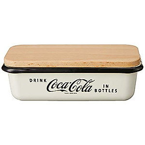 TableCraft's Coca-Cola Enamel Butter Dish with Lid 6.5 x 3 x 2.25", White