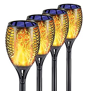 EOYIZW Solar Lights Outdoor 4 Pack, 99 LEDs Solar Torch Light with Flickering Flame- IP65 Waterproof Solar Garden Lights, Solar Powered Outdoor Lights for Porch Yard Patio Halloween Decorations
