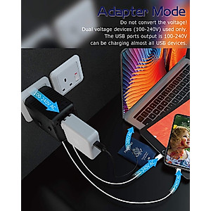 2000Watt All in One Step Down Voltage Converter 220V to 110V for Hair Dryer Steam Iron Cell Phone Laptop, Travel Plug Adapter Dual USB Combo US to Europe Israel UK Italy Spain Asia Over 160 Countries