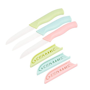 ANTAOCI Household and Outdoor Chef's Knives, 3 Piece 3-inch Ceramic Knife Sets with Protective Sleeves, Vegetarian Knives and Paring Knives